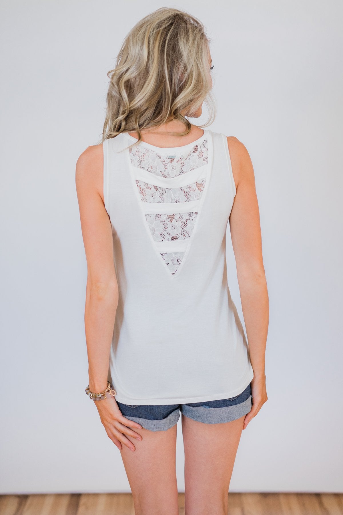 Lace Back Pocket Tank Top - Ivory – The Pulse Boutique