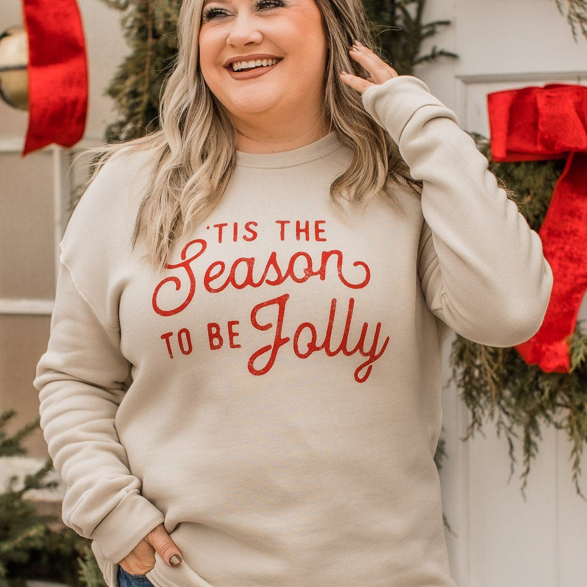 "Tis The Season To Be Jolly" Crew Neck- Beige – The Pulse Boutique