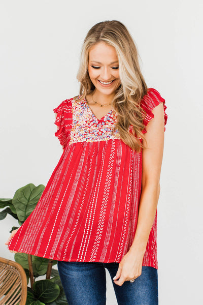 Make Way For The New Embroidered Blouse- Red – The Pulse Boutique