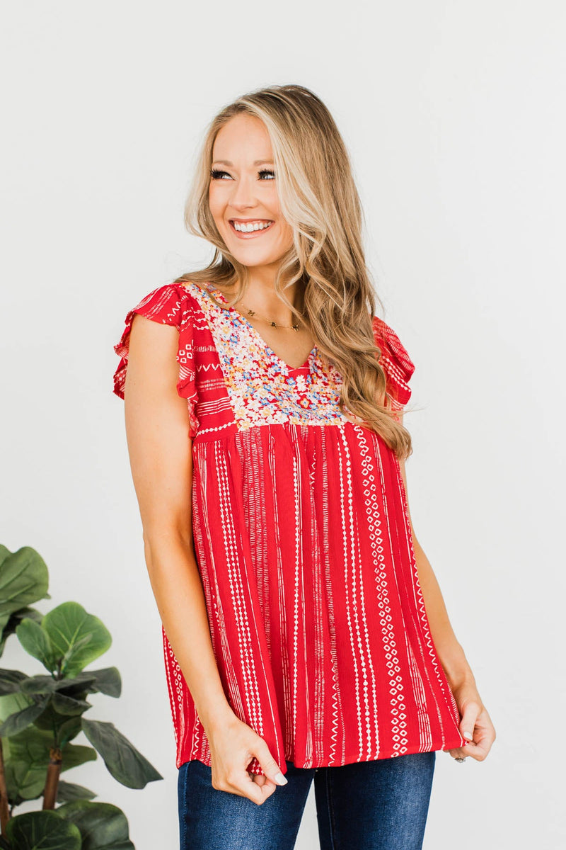 Make Way For The New Embroidered Blouse- Red – The Pulse Boutique