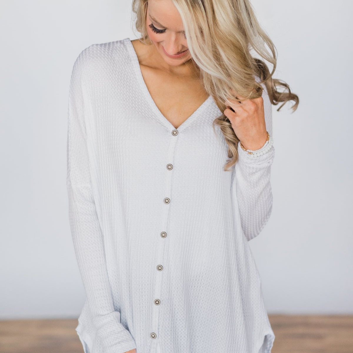 Forever Enough White Button Top – The Pulse Boutique