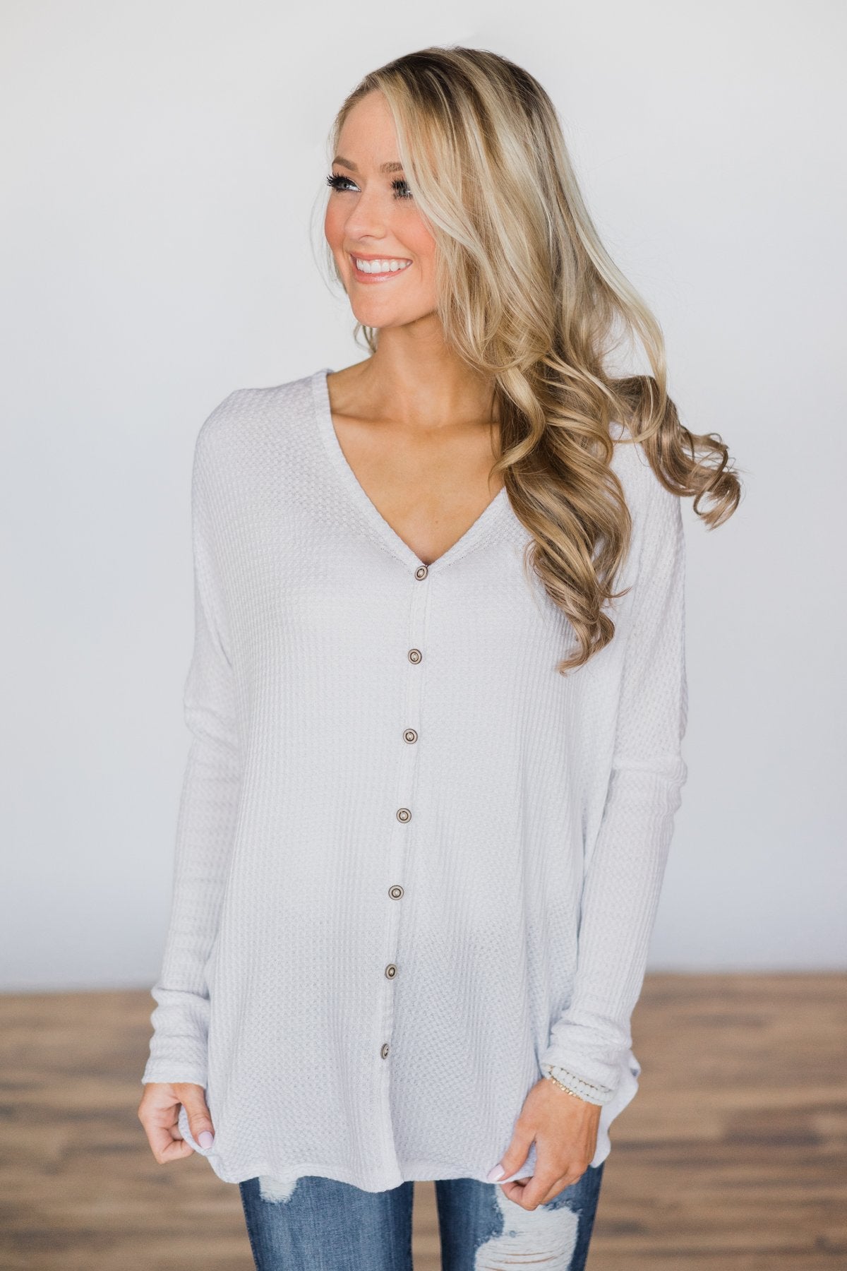 Forever Enough White Button Top – The Pulse Boutique
