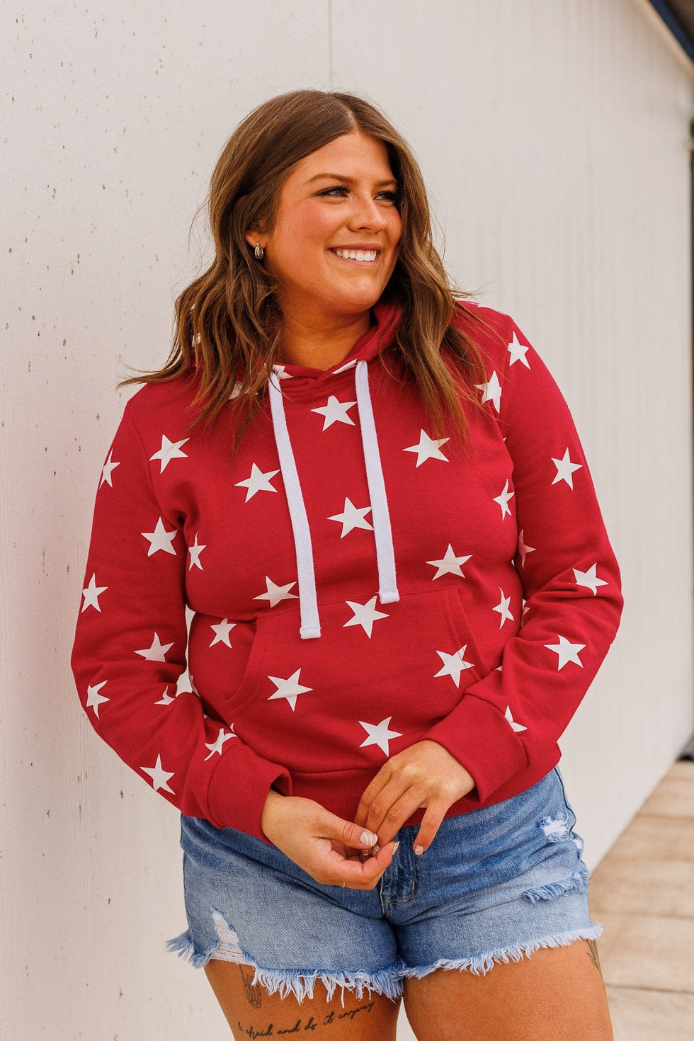 Be A Star Drawstring Hoodie- Red – The Pulse Boutique