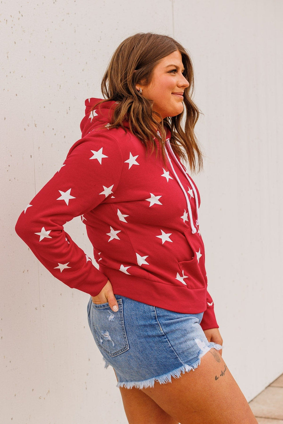 Be A Star Drawstring Hoodie- Red – The Pulse Boutique