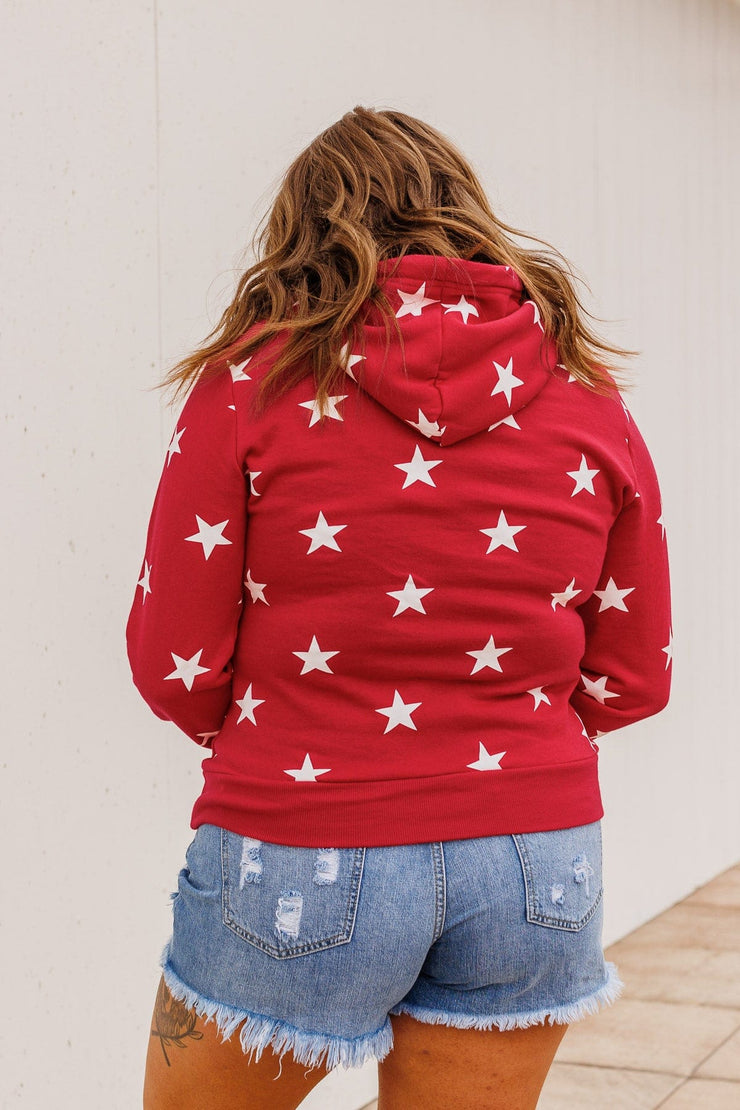 Be A Star Drawstring Hoodie- Red – The Pulse Boutique
