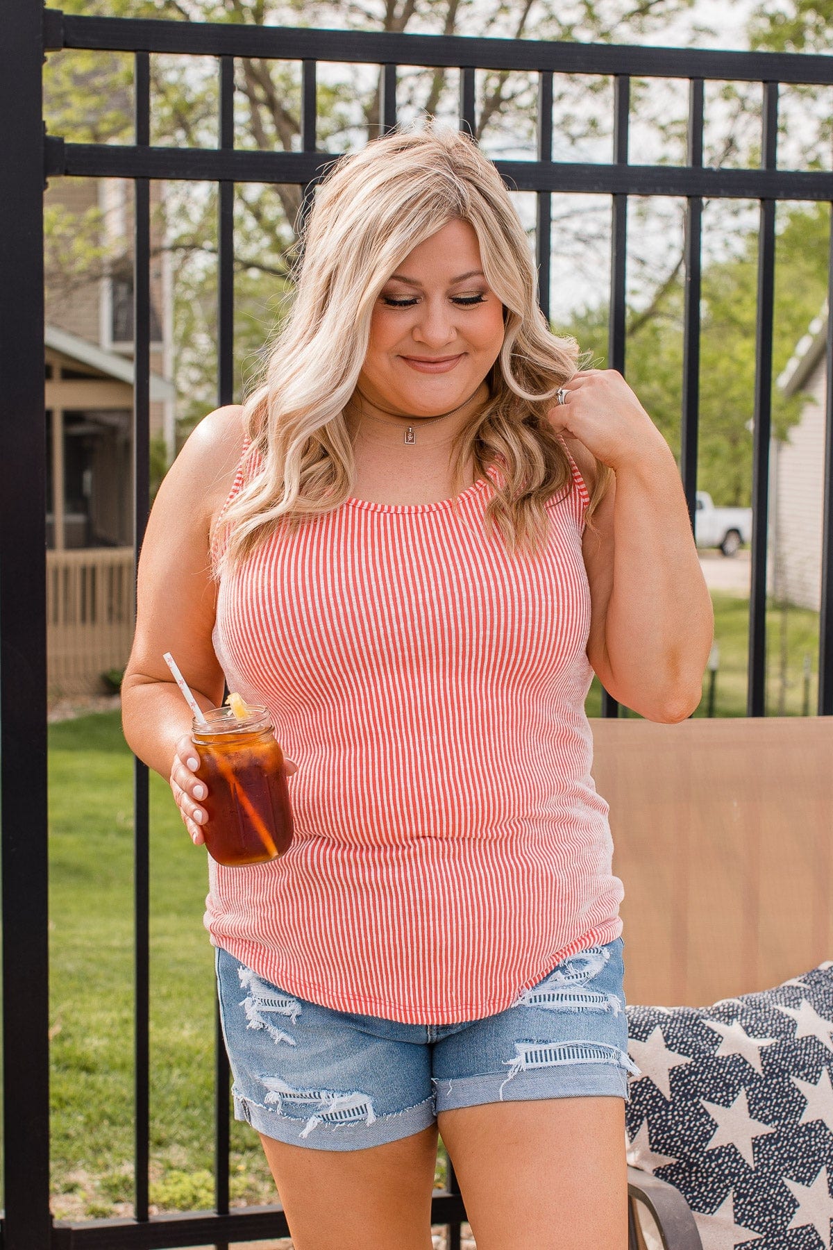 Glorious Stripes Ribbed Tank- Coral – The Pulse Boutique