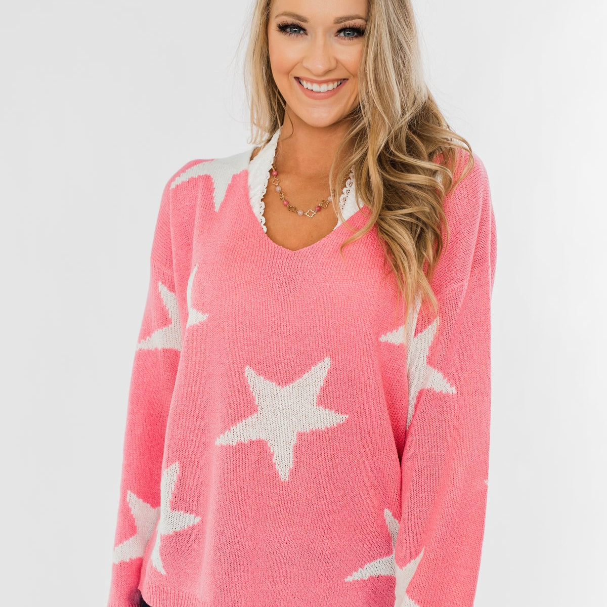 Wishing On A Star Knitted Sweater- Vibrant Pink – The Pulse Boutique