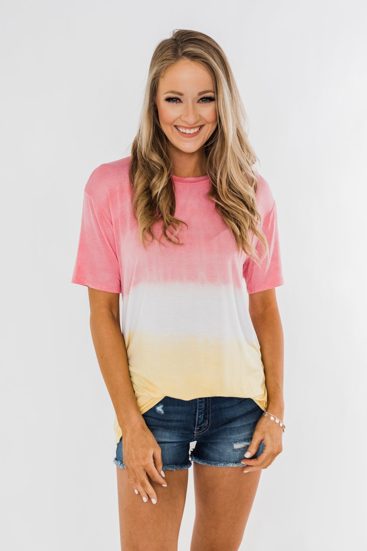 Watching The Sunset Ombre Top- Pink & Yellow – The Pulse Boutique