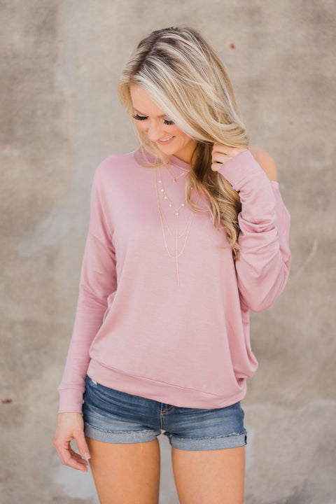 Summer Nights Long Sleeve Top- Dusty Pink – The Pulse Boutique