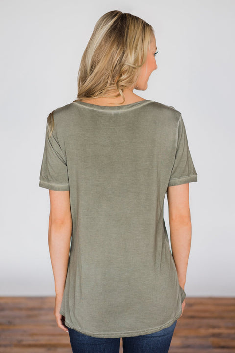 Unconditional Love Pocket Top- Vintage Olive – The Pulse Boutique