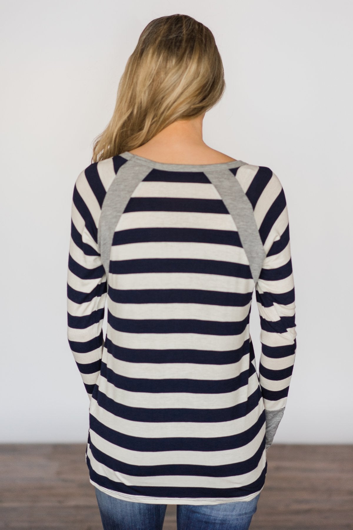 Navy & Grey Striped Top – The Pulse Boutique