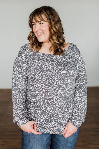 Wild Little Thing Animal Print Pullover- Charcoal & Taupe – The Pulse ...