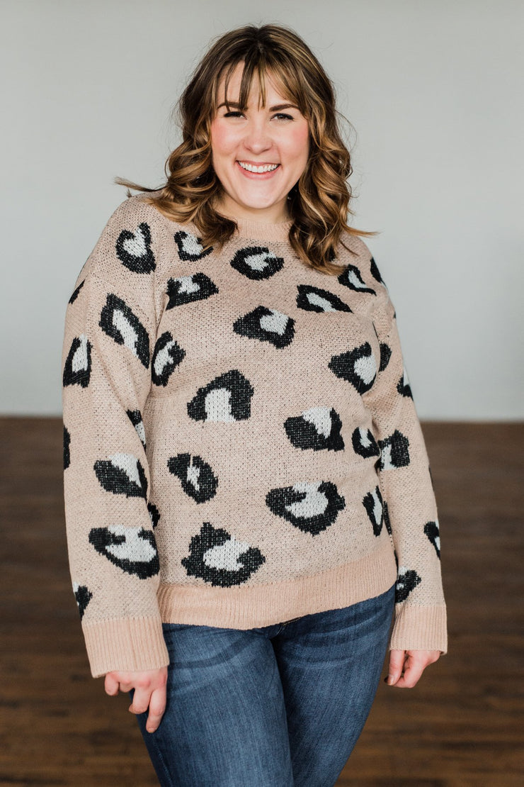 Simply Sublime Leopard Sweater- Taupe, Black, Off White – The Pulse ...