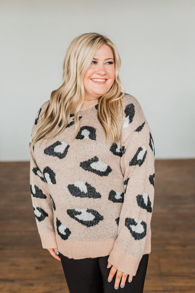 Simply Sublime Leopard Sweater- Taupe, Black, Off White – The Pulse ...