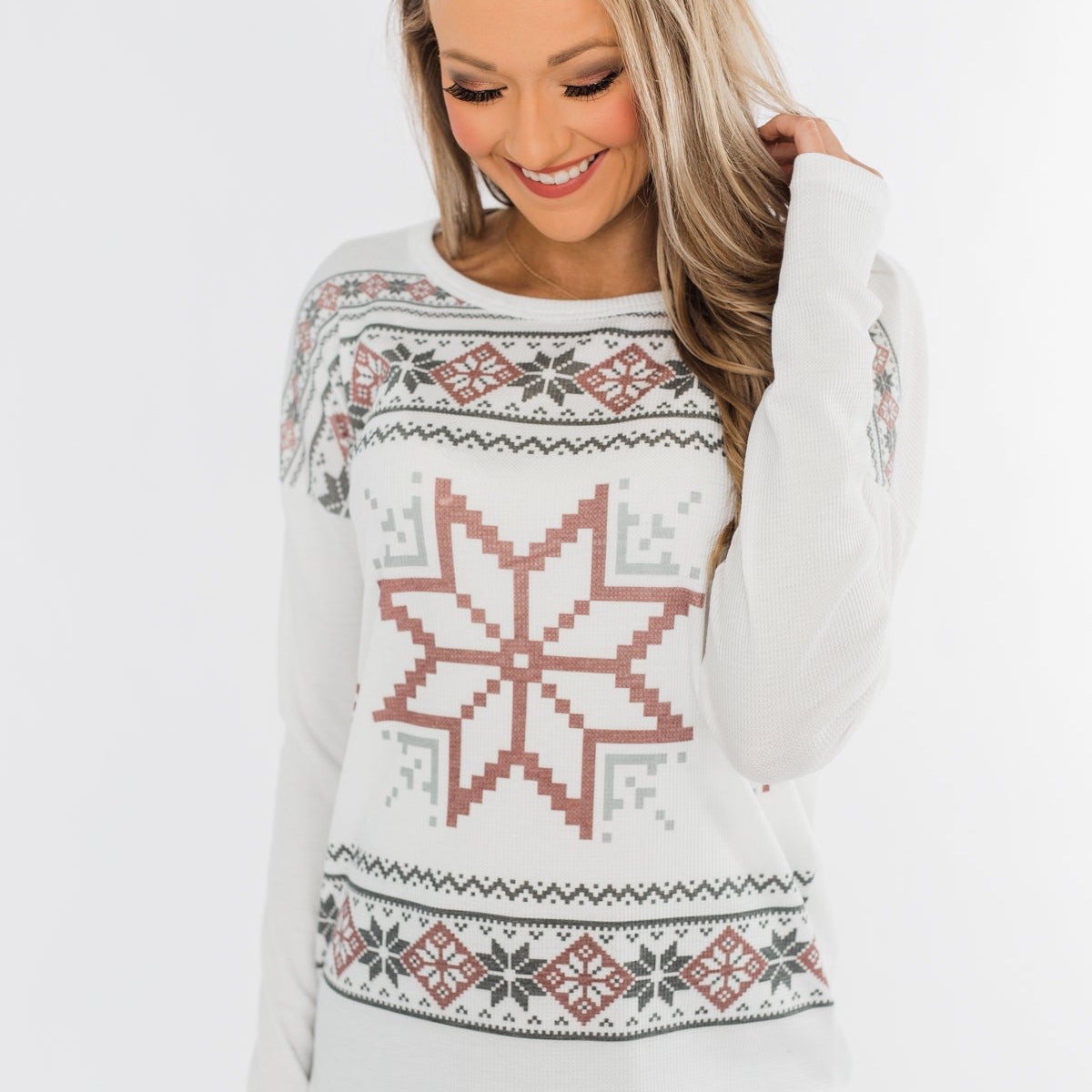 Winter Wonderland Thermal Top- Ivory – The Pulse Boutique