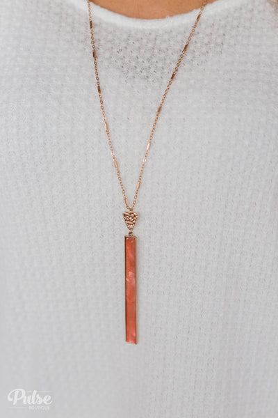 Cute & Simple Long Rectangle Necklace- Peach – The Pulse Boutique