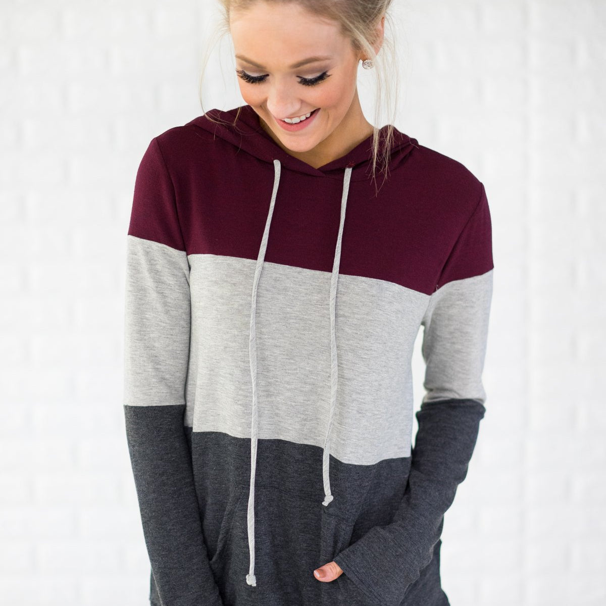 Maroon & Charcoal Colorblock Hoodie – The Pulse Boutique