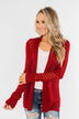 Open Front Pointelle Cardigan- Holiday Red – The Pulse Boutique