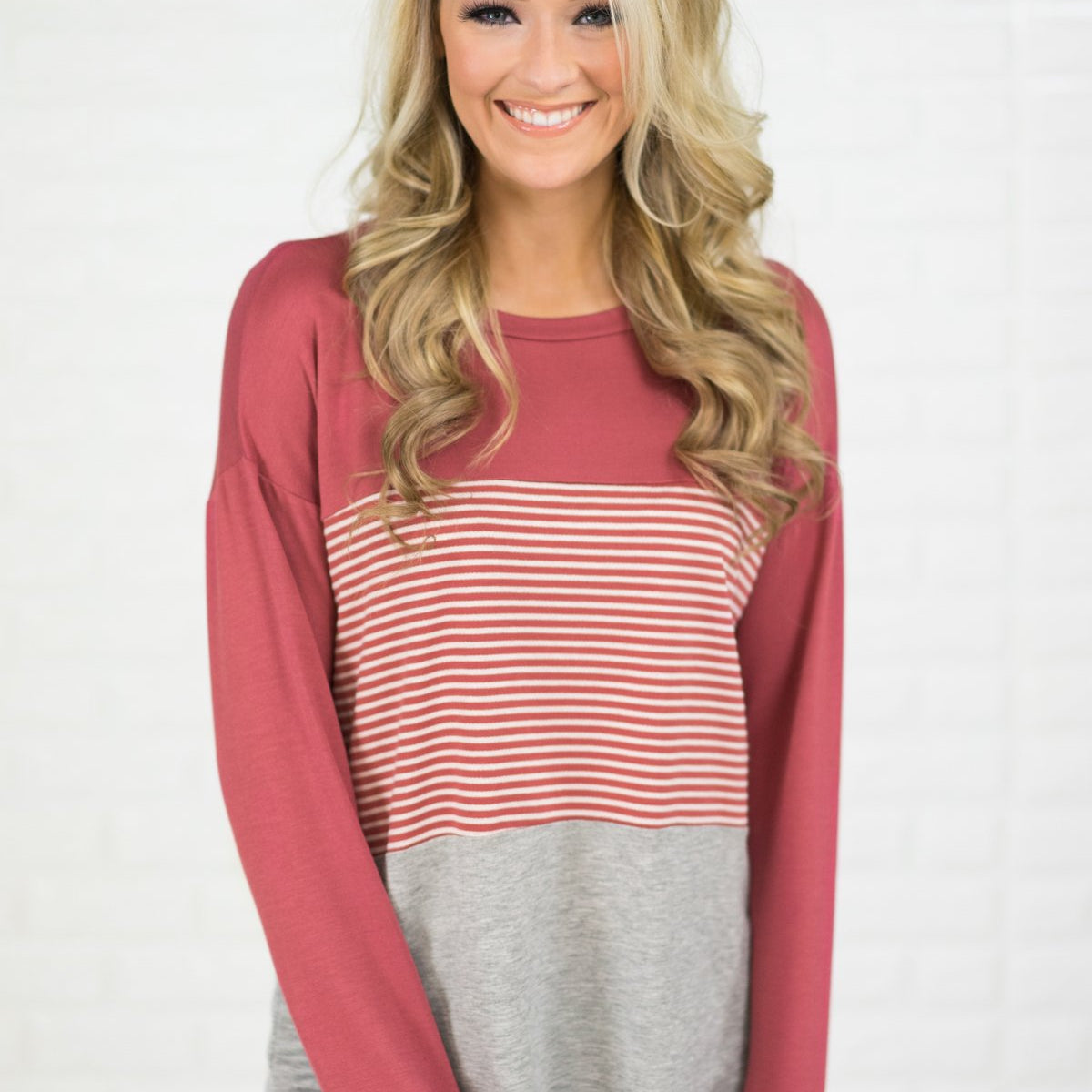 Mauve Striped Colorblock top – The Pulse Boutique
