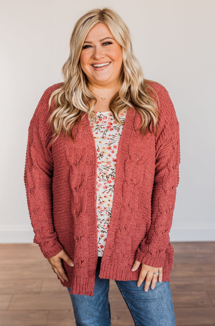 Apple Spice Knit Cardigan- Brick – The Pulse Boutique