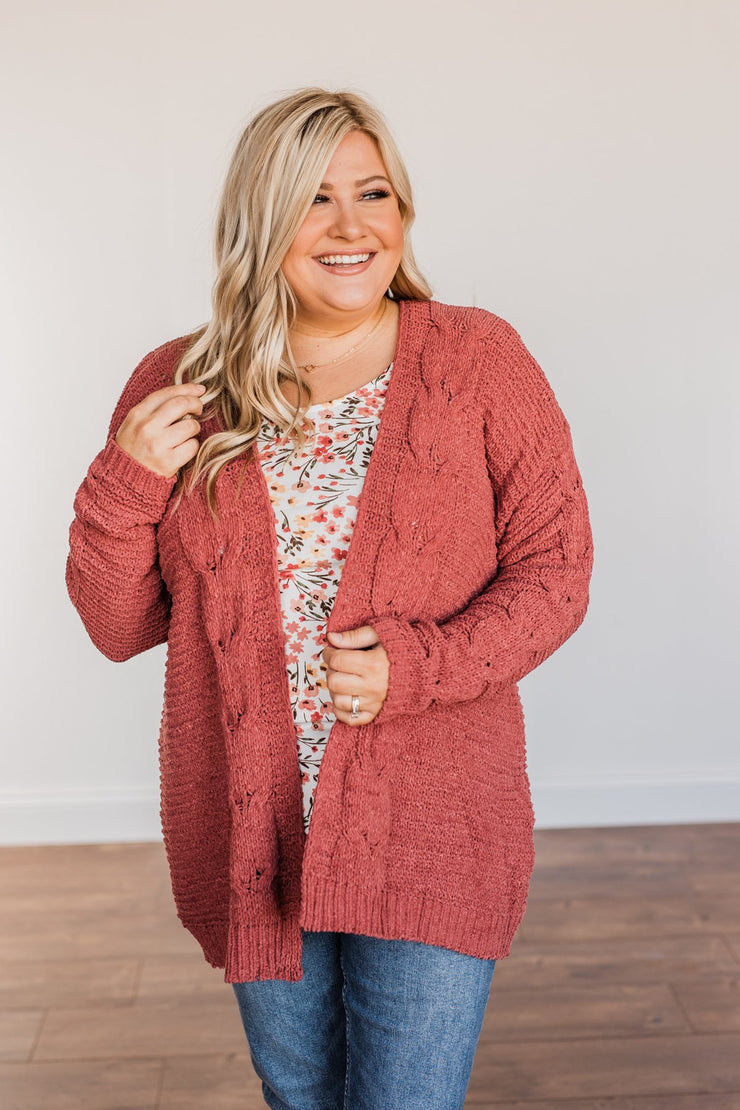 Apple Spice Knit Cardigan- Brick – The Pulse Boutique