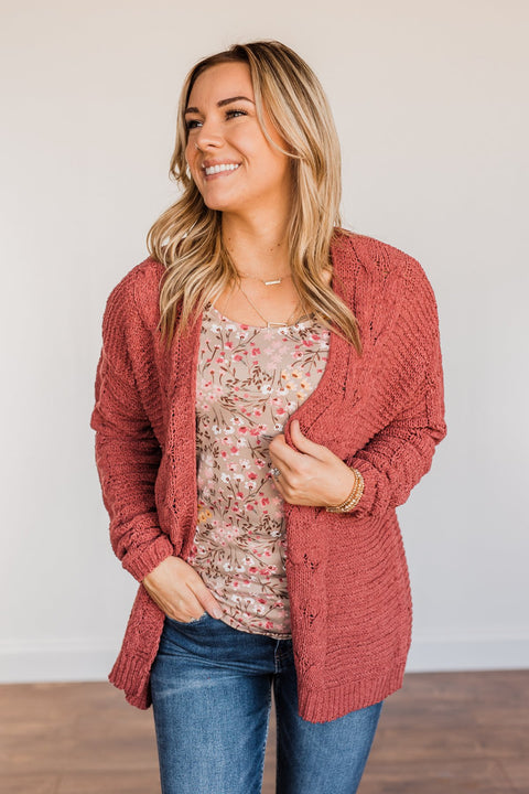Apple Spice Knit Cardigan- Brick – The Pulse Boutique