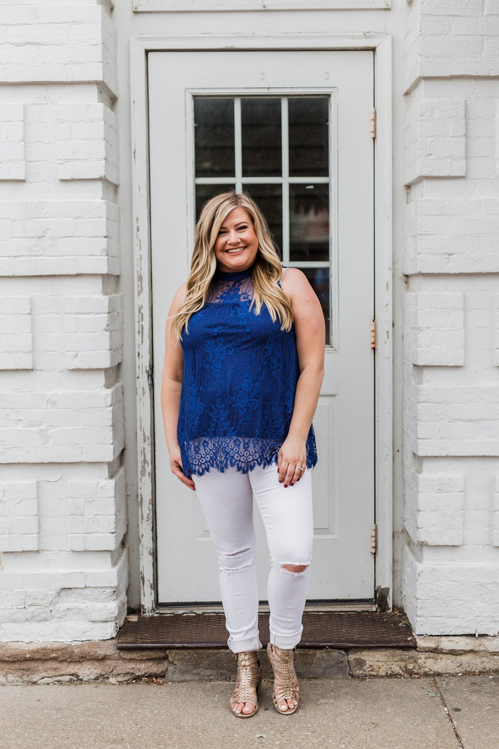 Forever By My Side Lace Tank Top- Royal Blue – The Pulse Boutique