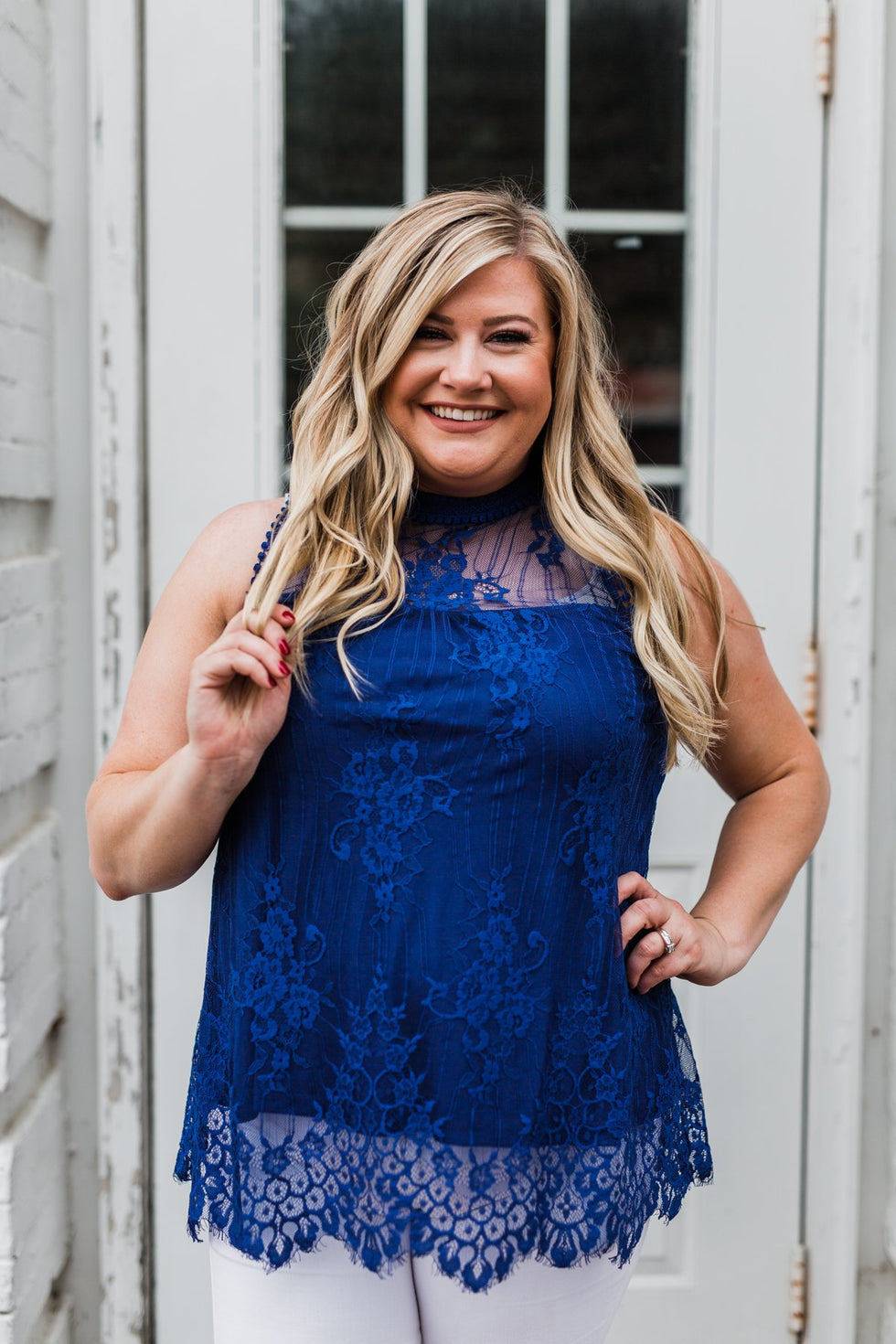 Forever By My Side Lace Tank Top- Royal Blue – The Pulse Boutique