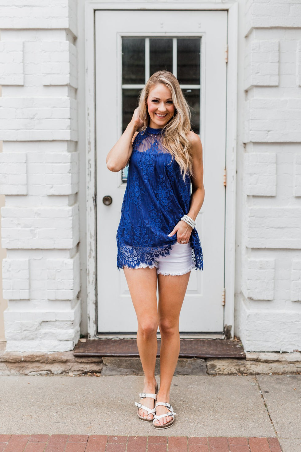 Forever By My Side Lace Tank Top- Royal Blue – The Pulse Boutique