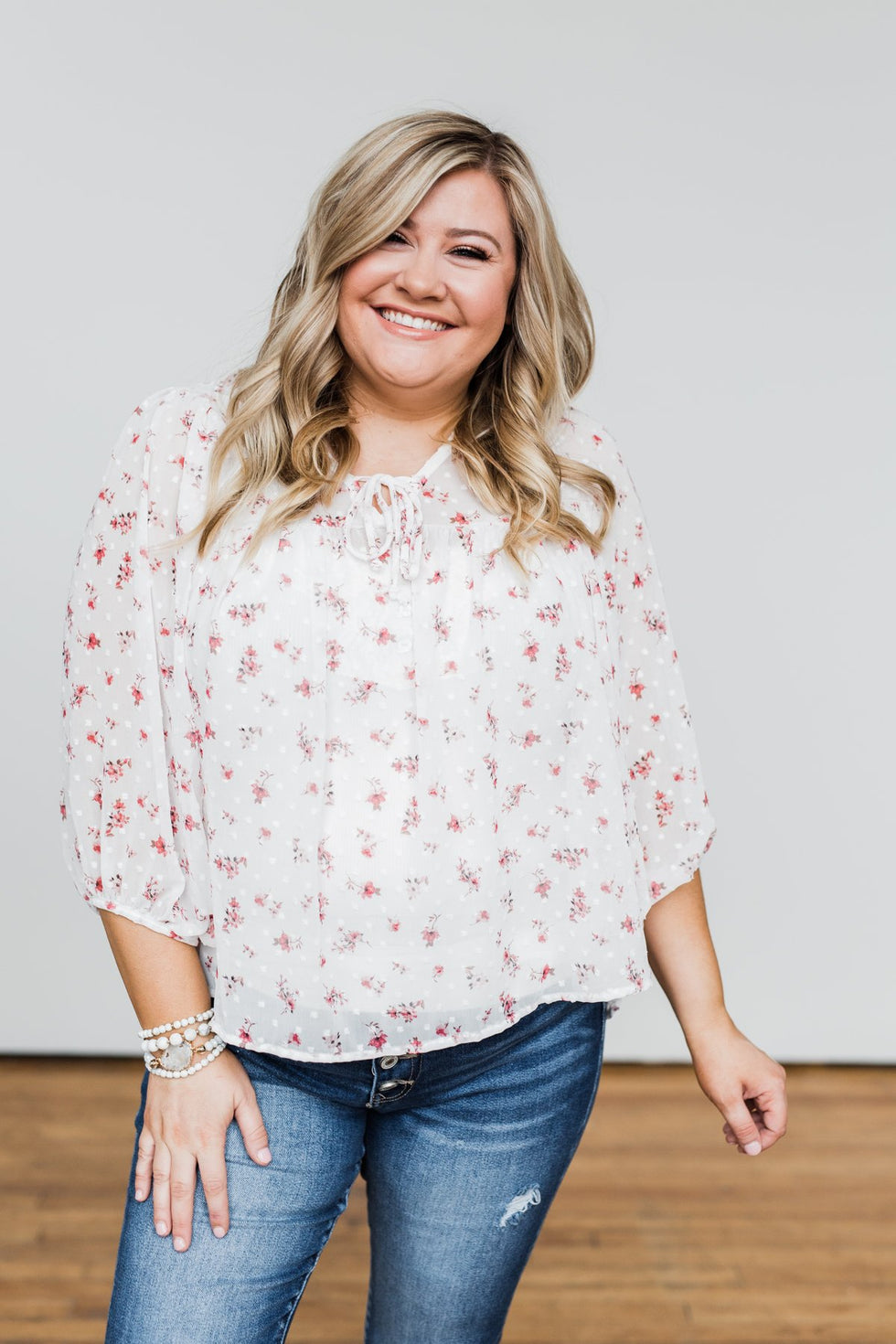 Love At First Sight Floral Blouse- Ivory – The Pulse Boutique