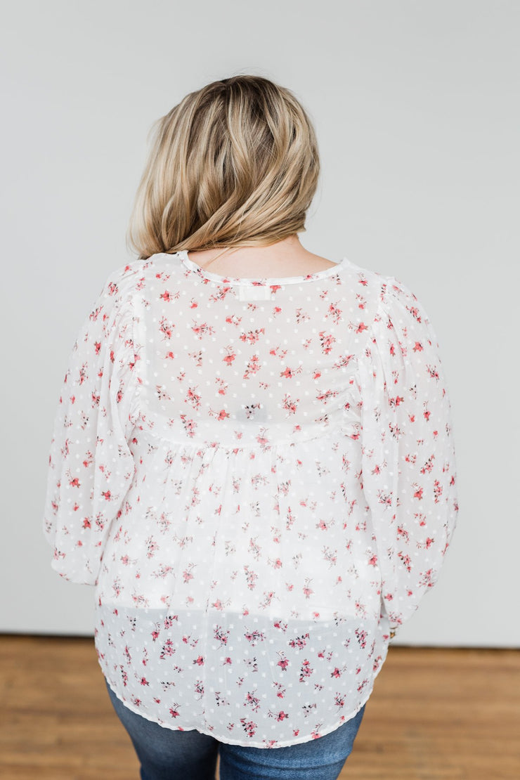 Love At First Sight Floral Blouse- Ivory – The Pulse Boutique