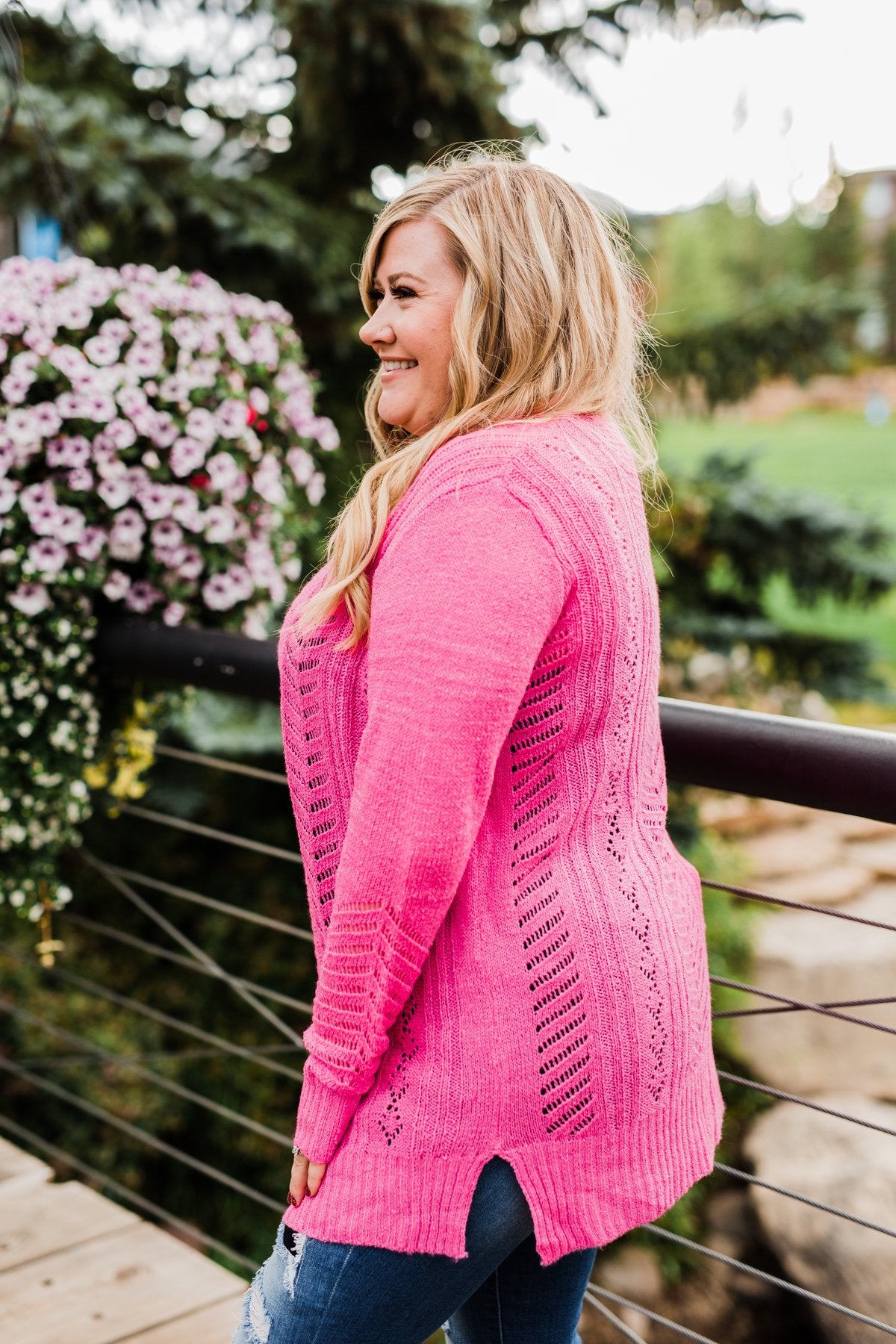 Open Front Pointelle Cardigan- Pink – The Pulse Boutique