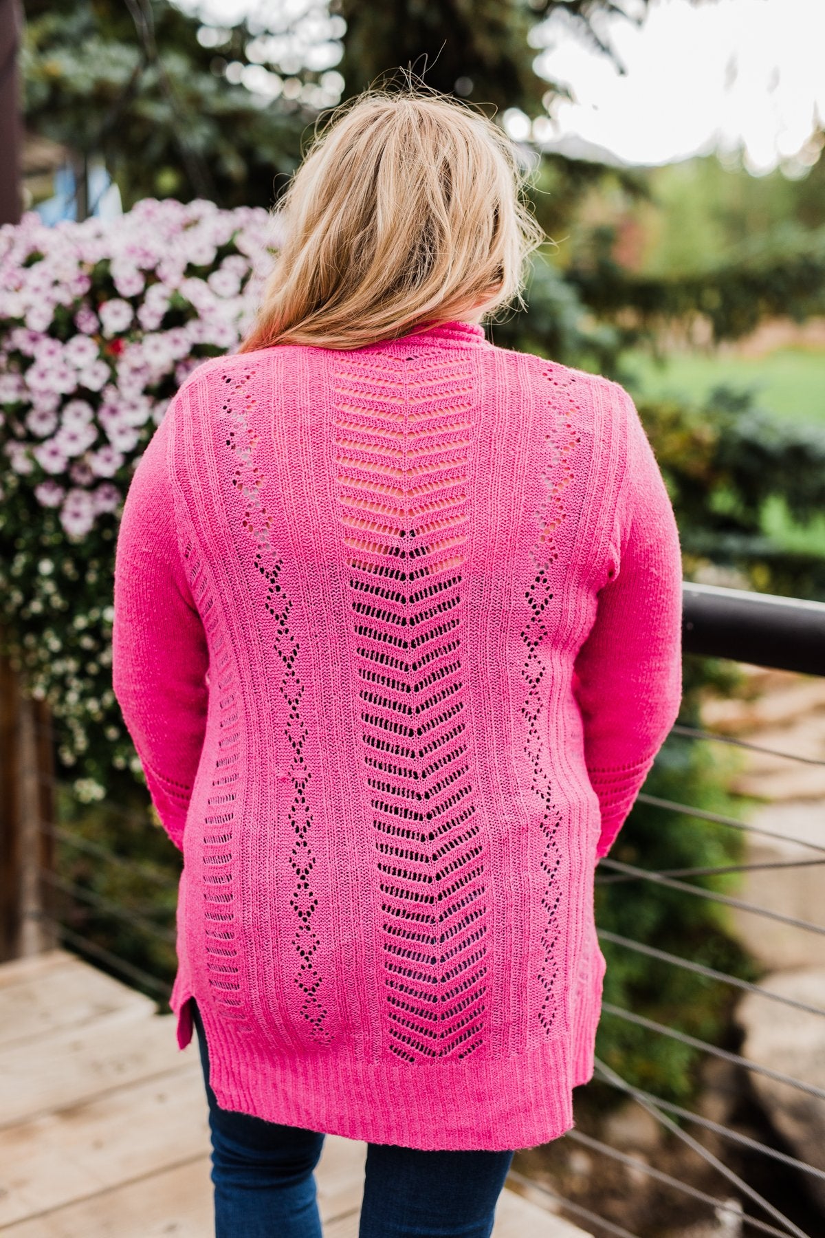 Open Front Pointelle Cardigan- Pink – The Pulse Boutique