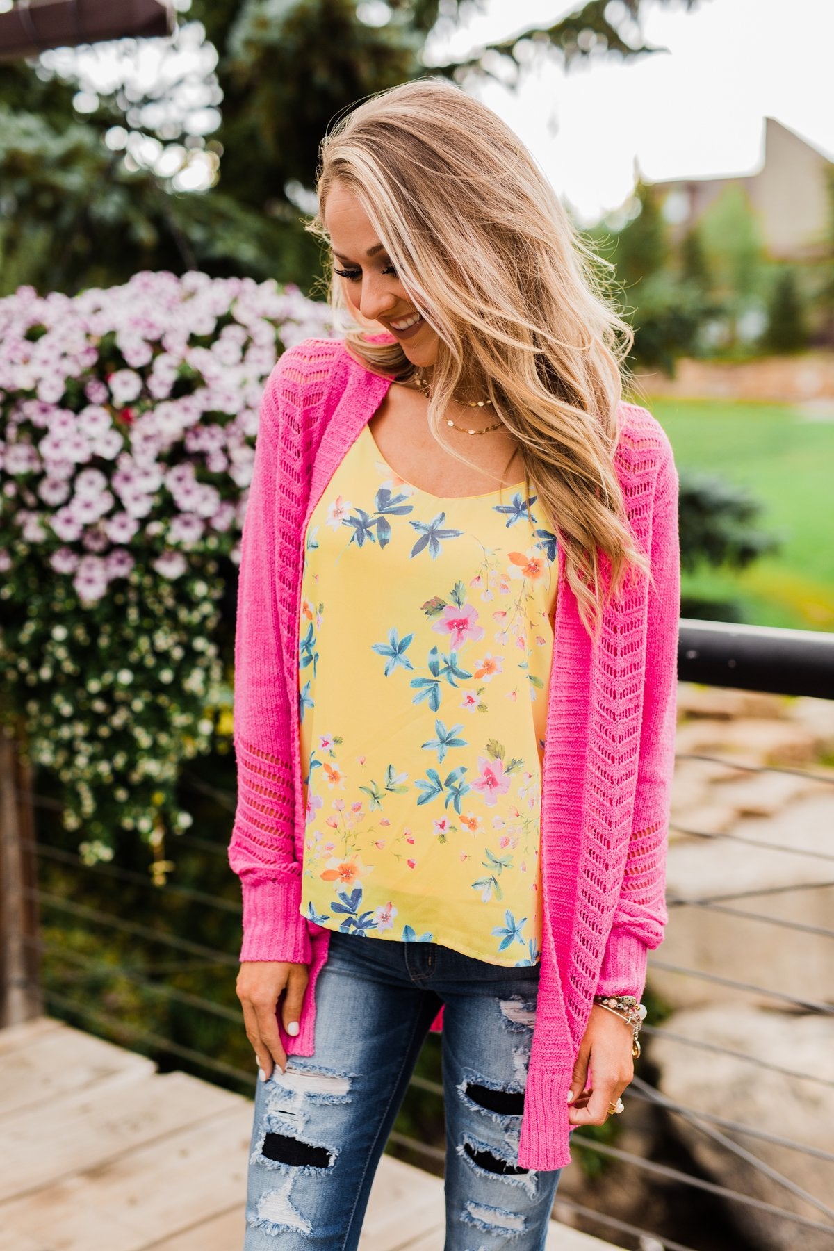 Open Front Pointelle Cardigan- Pink – The Pulse Boutique