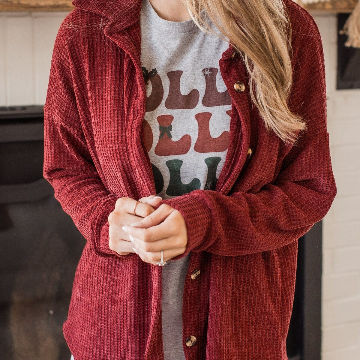 One Step Ahead Knit Button Top- Burgundy – The Pulse Boutique