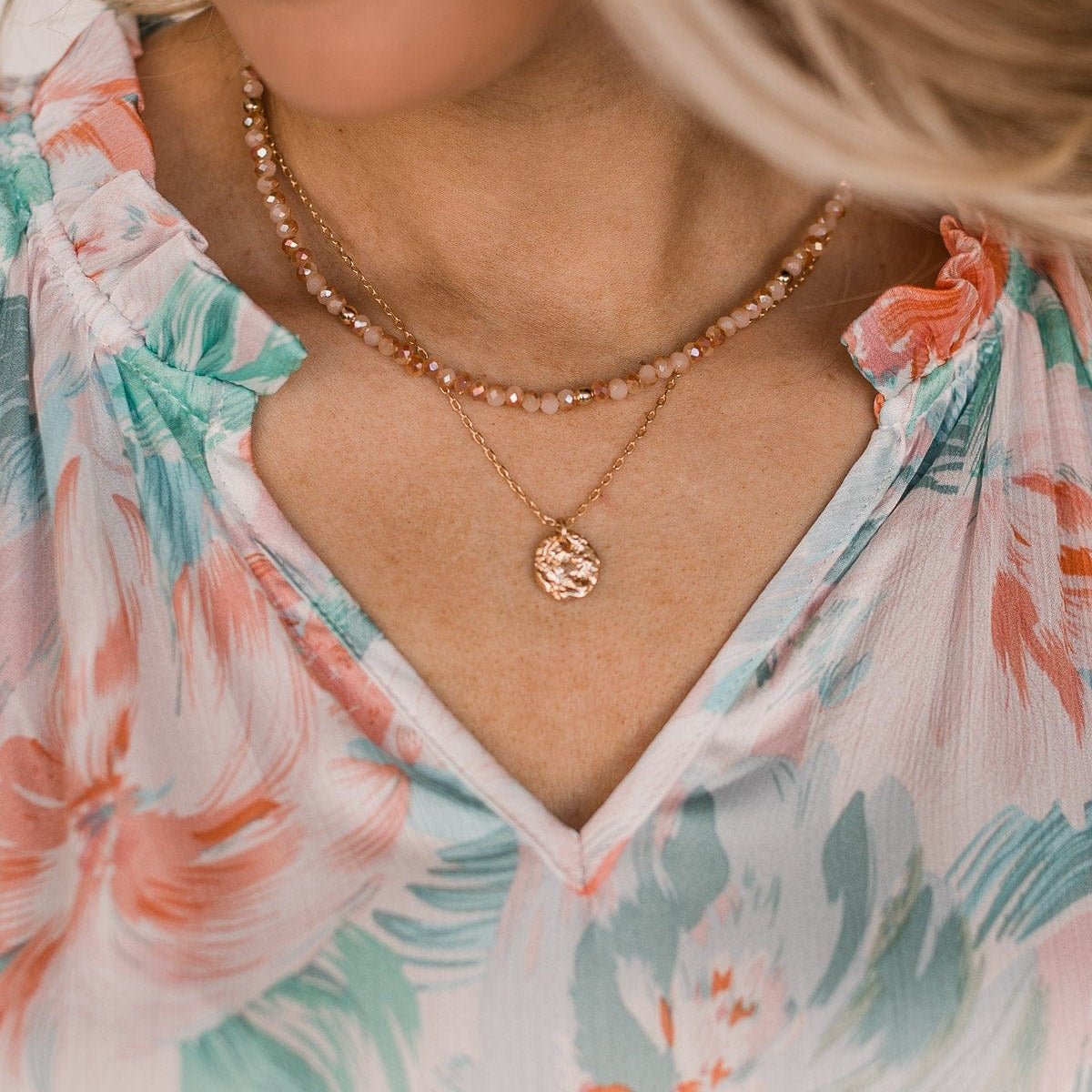 Flattering Style 2-Tier Necklace- Peach – The Pulse Boutique