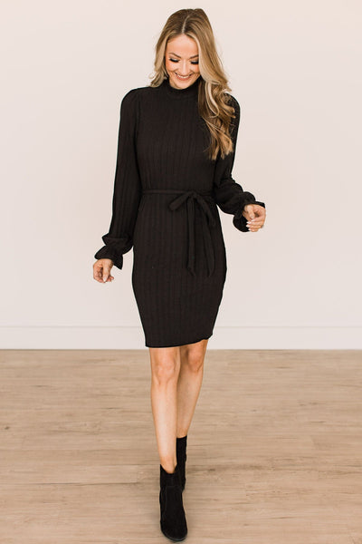 Made To Party Ribbed Knit Dress- Black – The Pulse Boutique