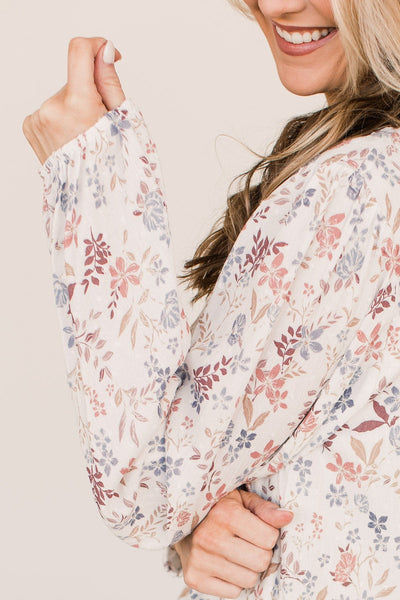 Just Believe Floral Blouse- Ivory – The Pulse Boutique