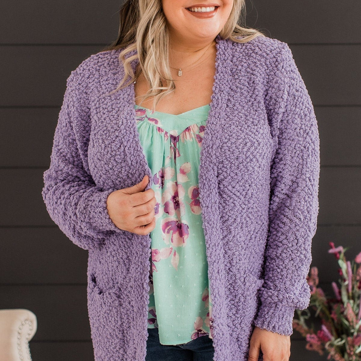 Take Another Look Popcorn Cardigan- Lavender – The Pulse Boutique