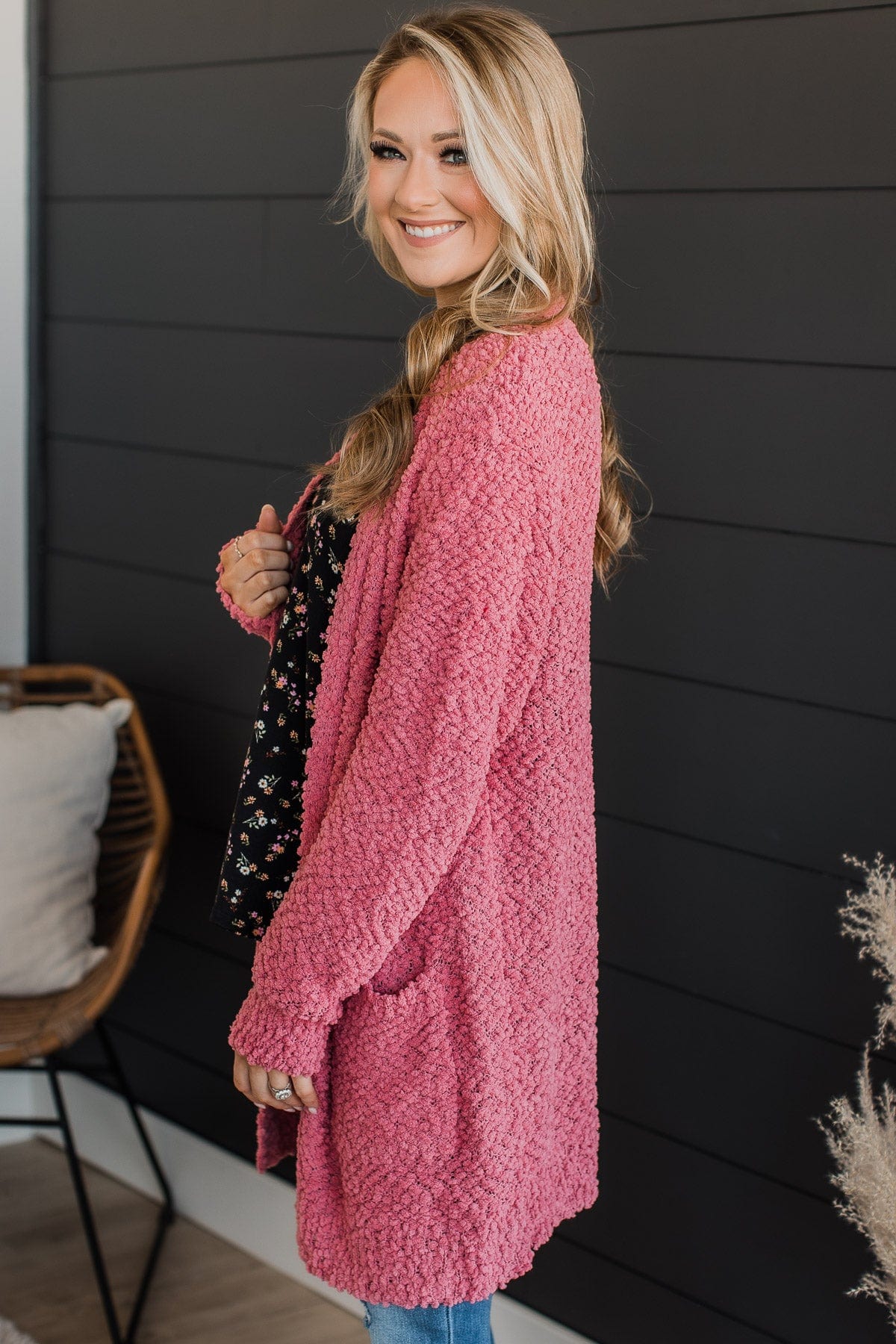 Take Another Look Popcorn Cardigan- Dusty Rose – The Pulse Boutique