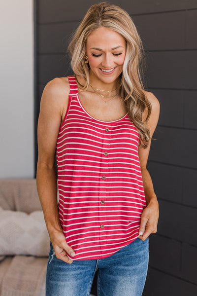 No Matter What Striped Button Tank Top- Coral – The Pulse Boutique