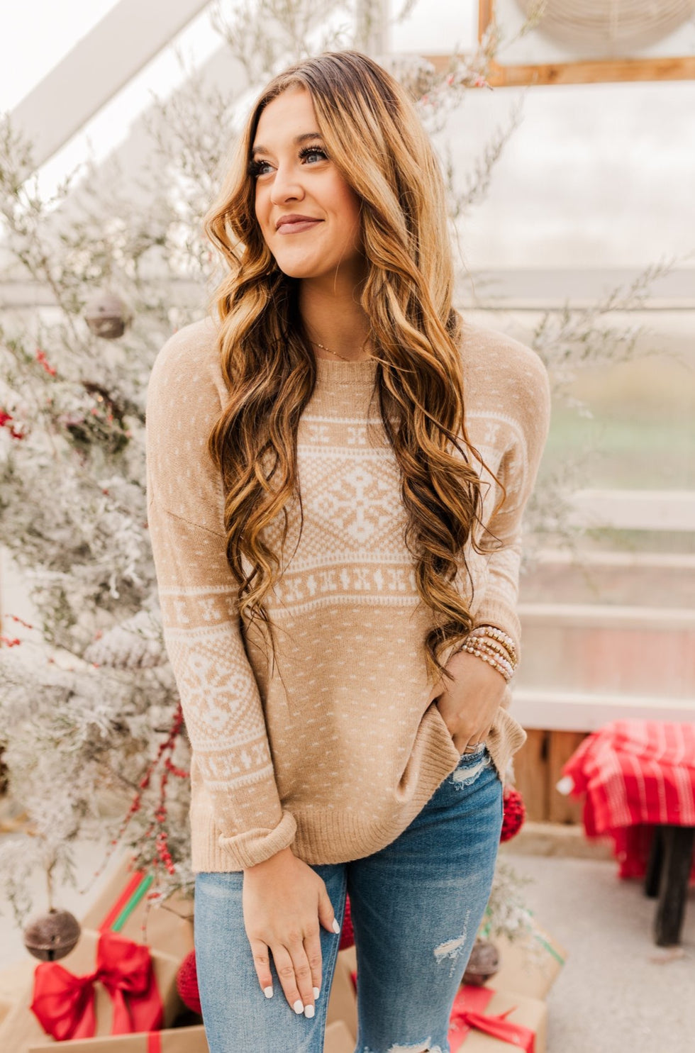 Jolly Spirits Knit Sweater- Beige & White – The Pulse Boutique