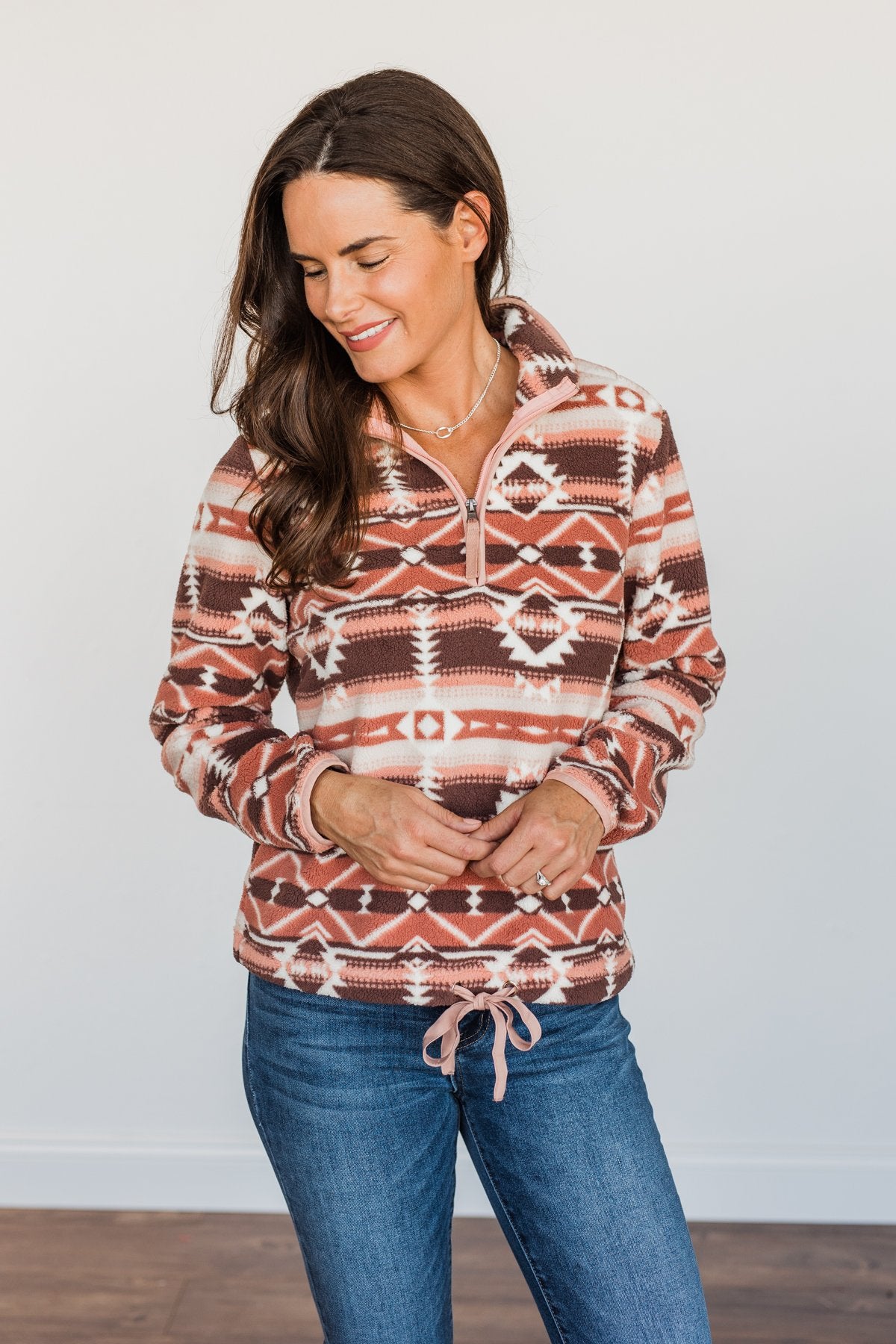 Born To Roam Aztec Sherpa Pullover- Mauve Pink – The Pulse Boutique