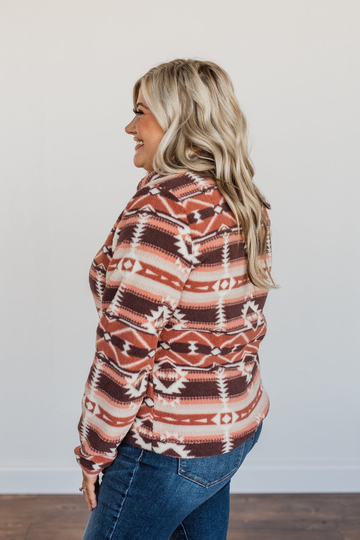 Born To Roam Aztec Sherpa Pullover- Mauve Pink – The Pulse Boutique