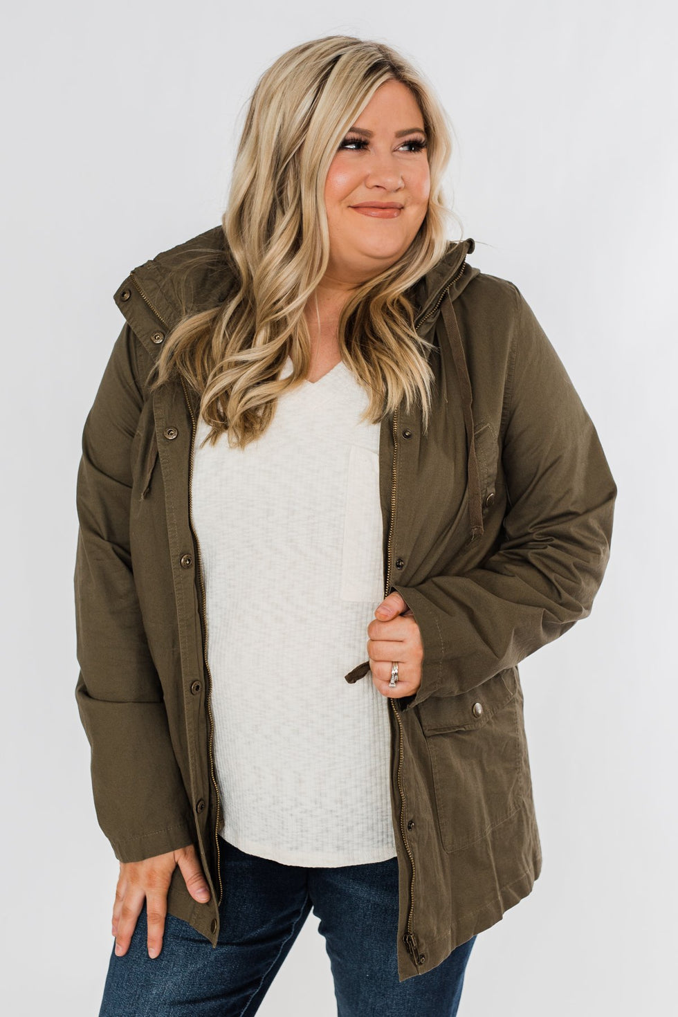 Flannel Lined Hood Utility Jacket- Olive – The Pulse Boutique