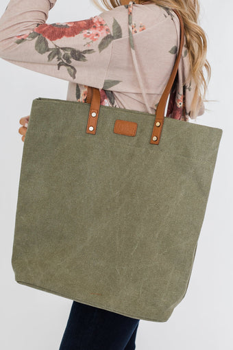 Life's Adventures Canvas Tote- Olive – The Pulse Boutique