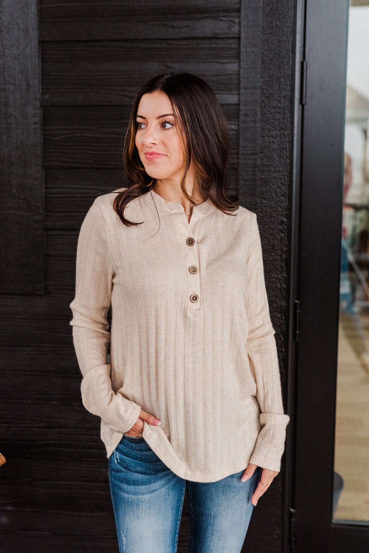 Cozy Up Close Button Henley Top- Cream – The Pulse Boutique