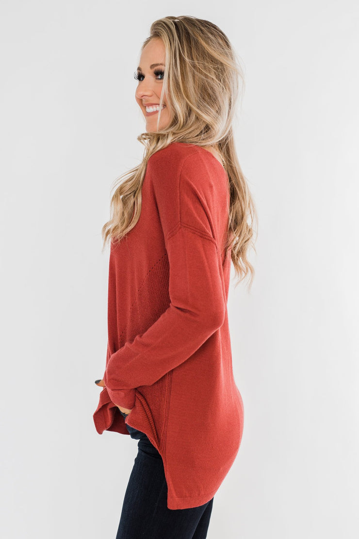 Swept Me Off My Feet Sweater- Rust – The Pulse Boutique