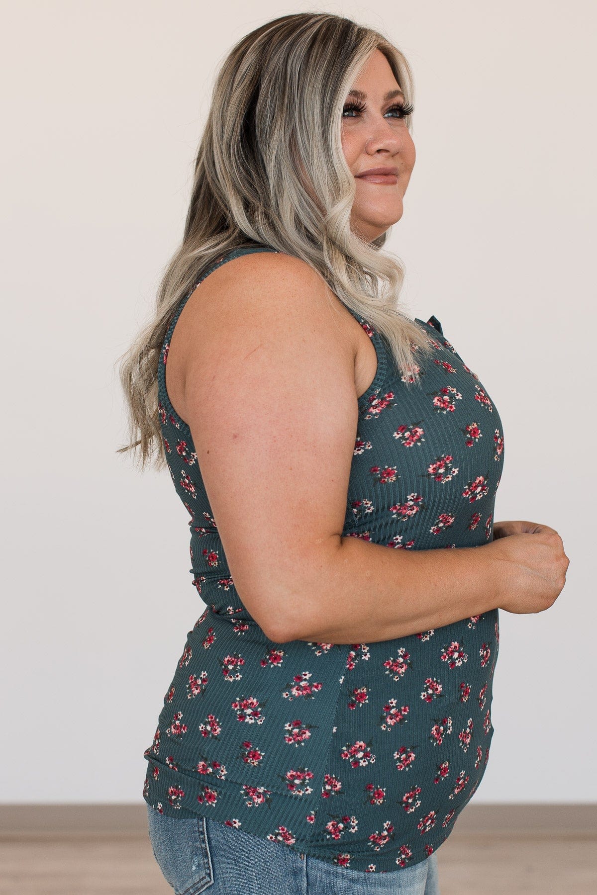 Bountiful Smiles Floral Tank Top- Dark Teal – The Pulse Boutique