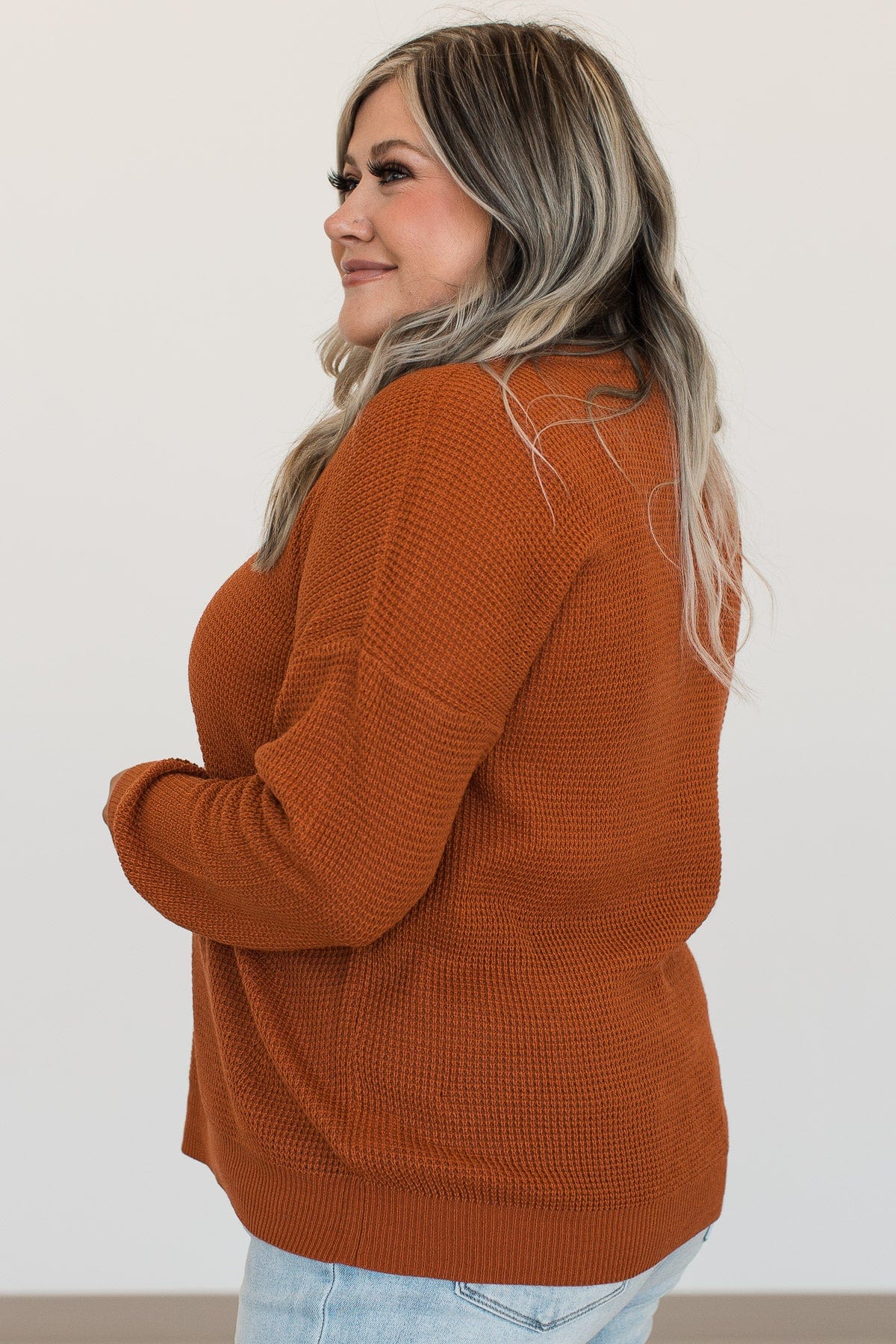 Enticing Looks Button Sweater- Rust – The Pulse Boutique